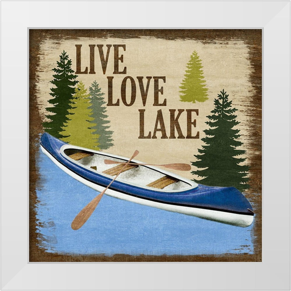 Prime, Marcus 26x26 White Modern Wood Framed Museum Art Print Titled - Live Love Lake - Walmart.com