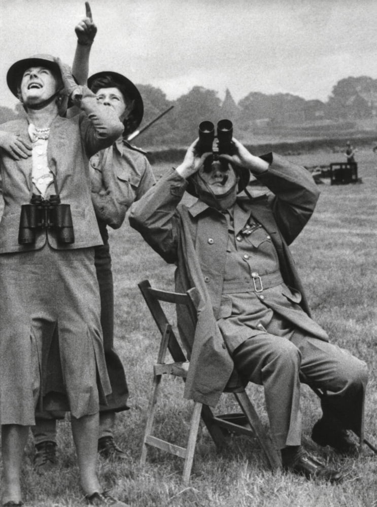 Prime Minister And Mrs. Churchill Watching A Fighter Intercept A German ...