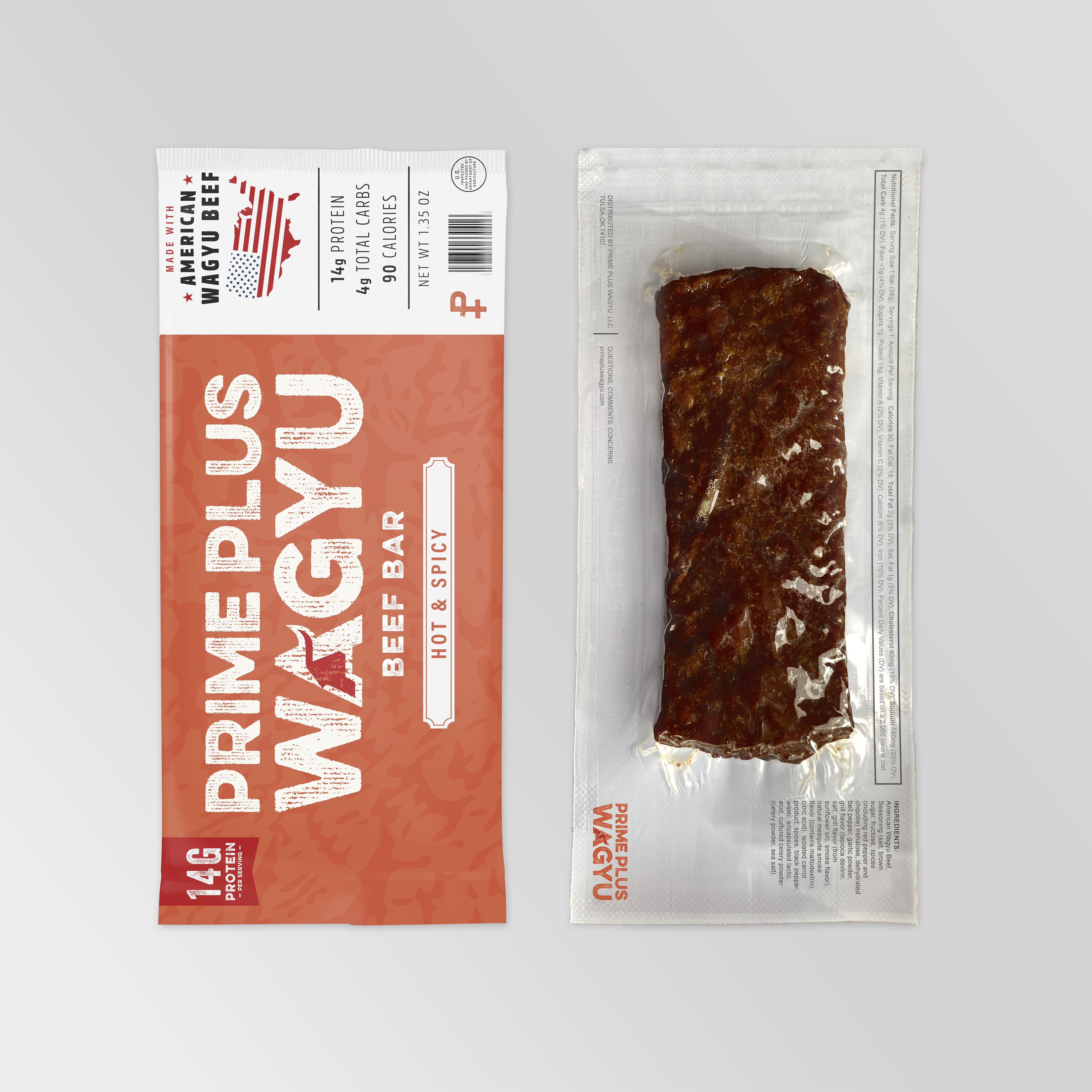 Prime Plus Wagyu Hot & Spicy Flavor Beef Bars-Box of 12 - Walmart.com