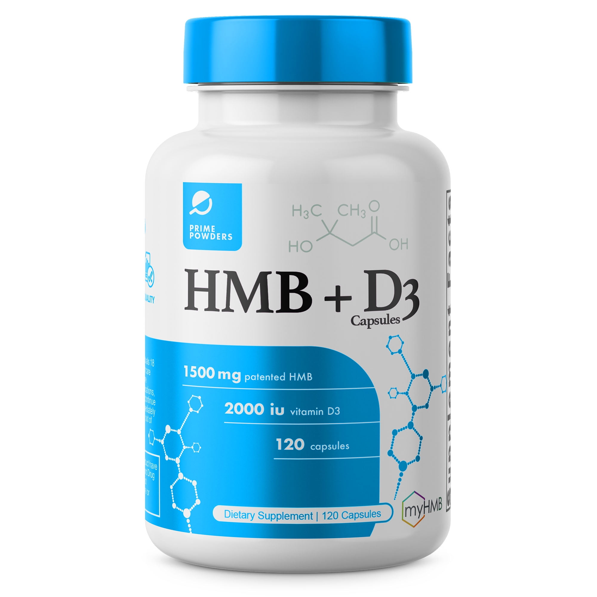 Prime Powders HMB+D3 Nutrition Pills, Optimal Complex for Muscle Health ...