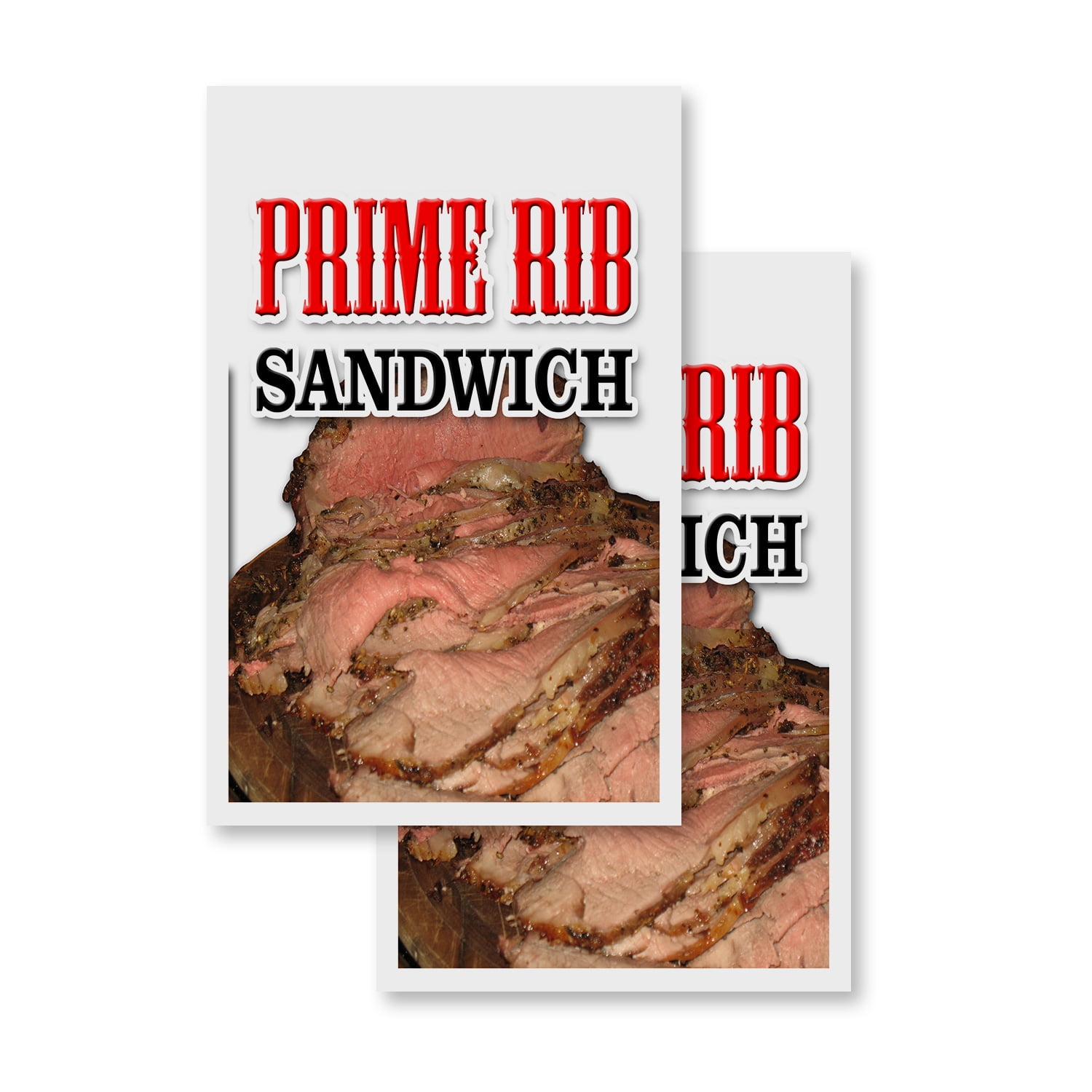 Prime Rib Sandwich (2-PACK) 24" x 36" Vinyl Decals | Sign Insert Peel ...