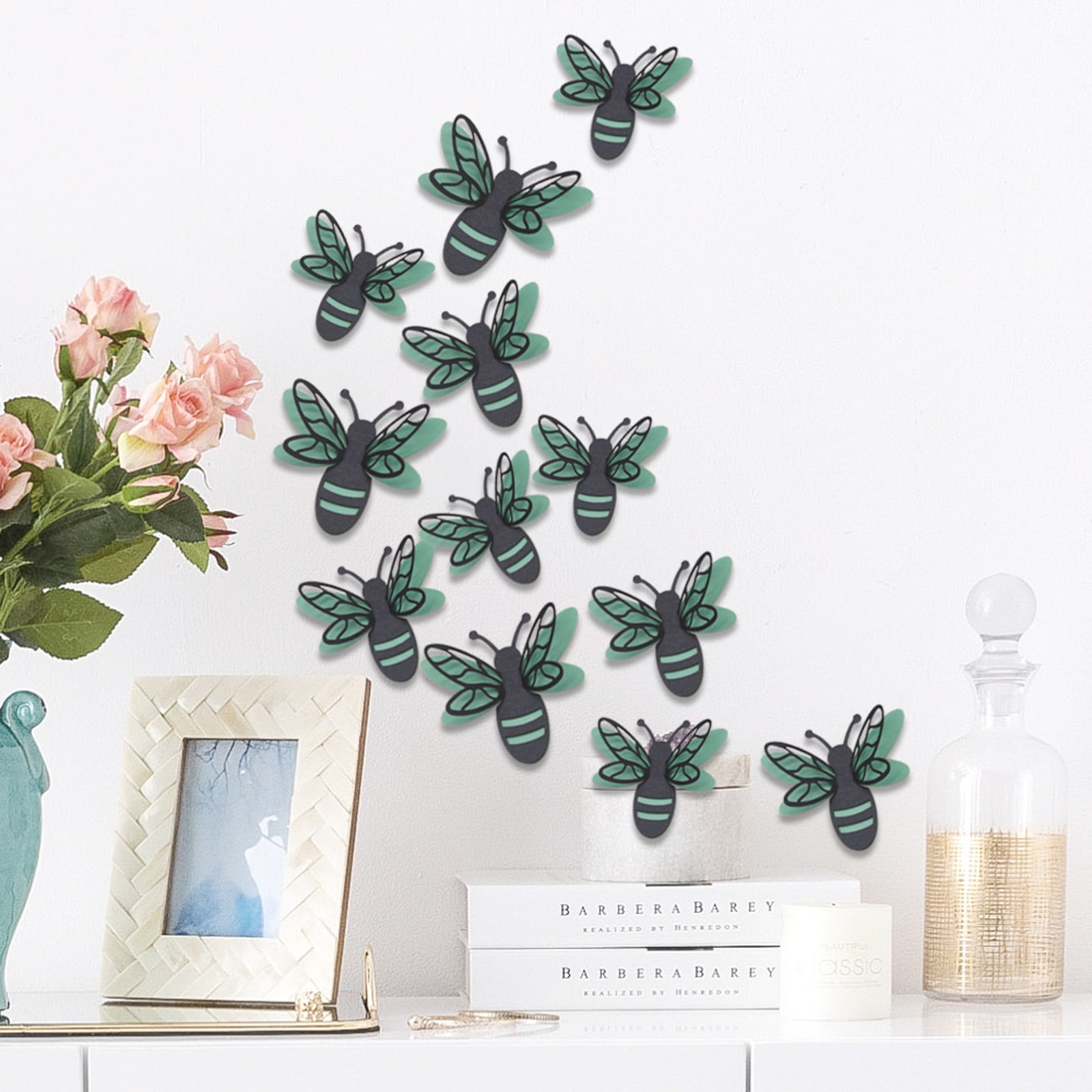 Prime SHISHIan 24Pcs 3D Bee Stickers Bee Decor Removable Mural Decals ...