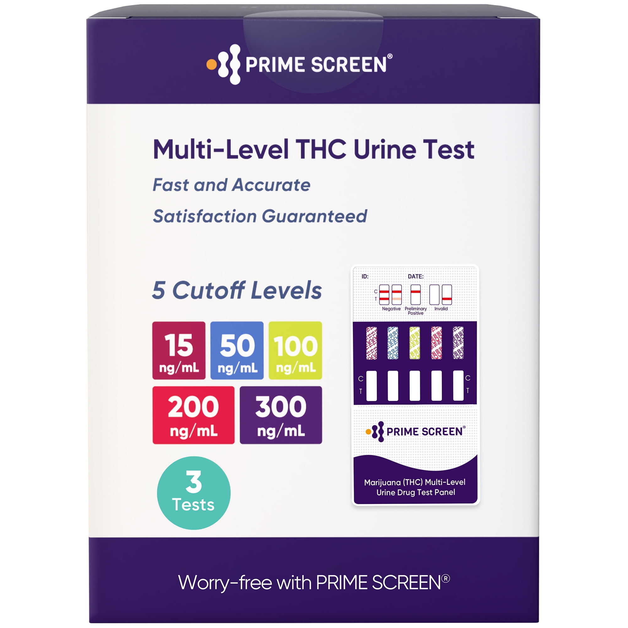Prime Screen Multi-Level Urine Test Kit for THC Levels, 3-Pack, Home ...