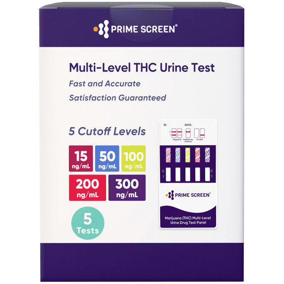 Prime Screen Multi-Level Urine Test Kit, Detects THC at 15-300 ng/mL, 5 ...