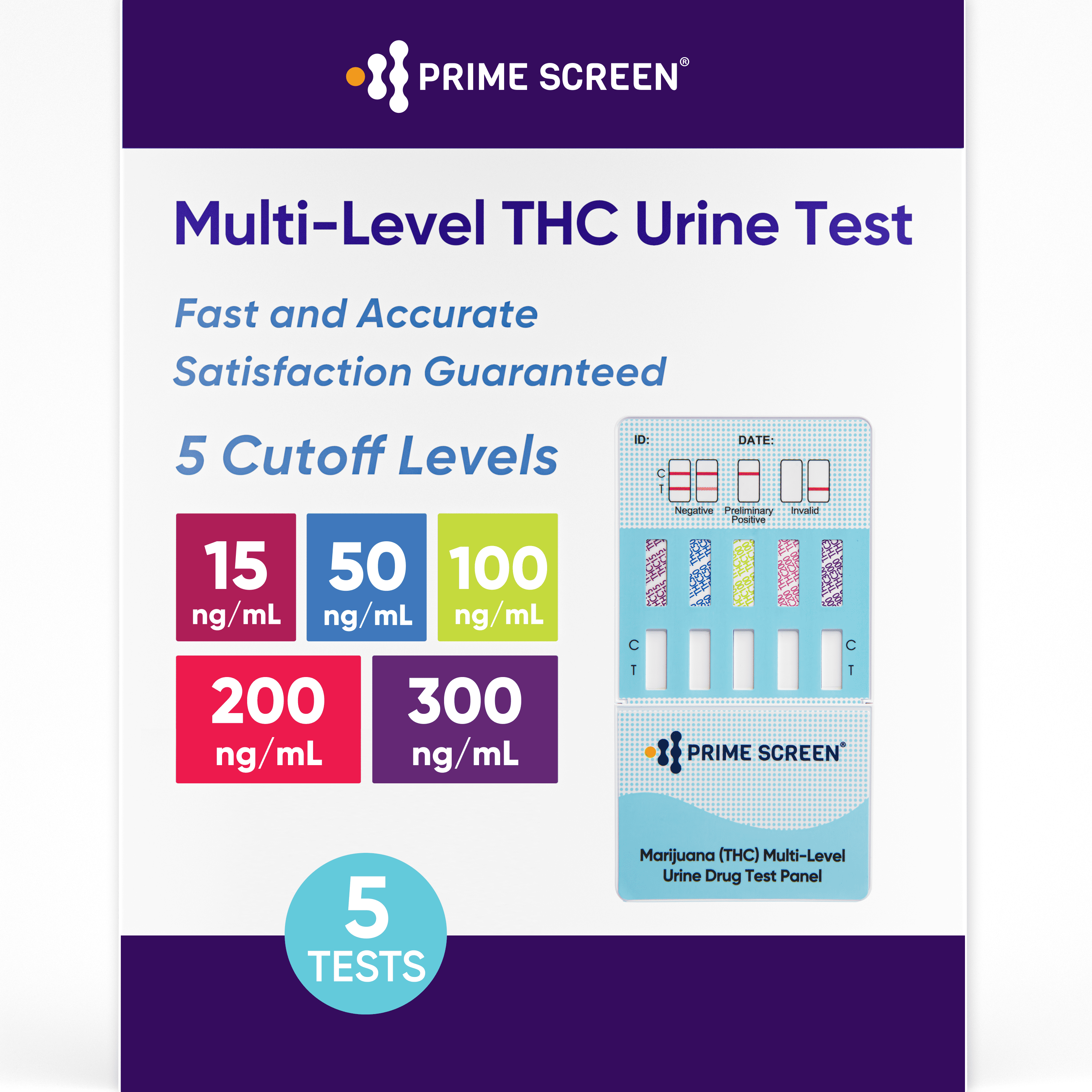 Prime Screen Multi-Level Marijuana THC Urine Test Kit – Detects ...