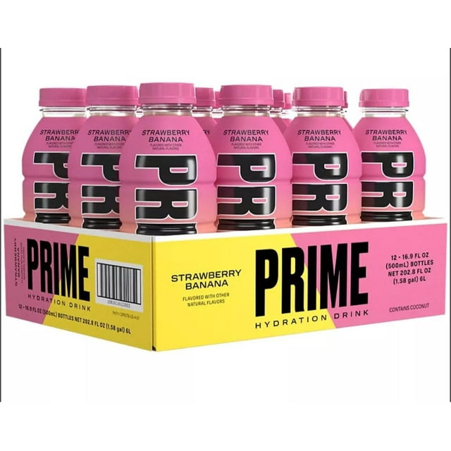 Prime Sports Drink Strawberry Banana 12 PACK - 16.9Fl oz Hydration ...