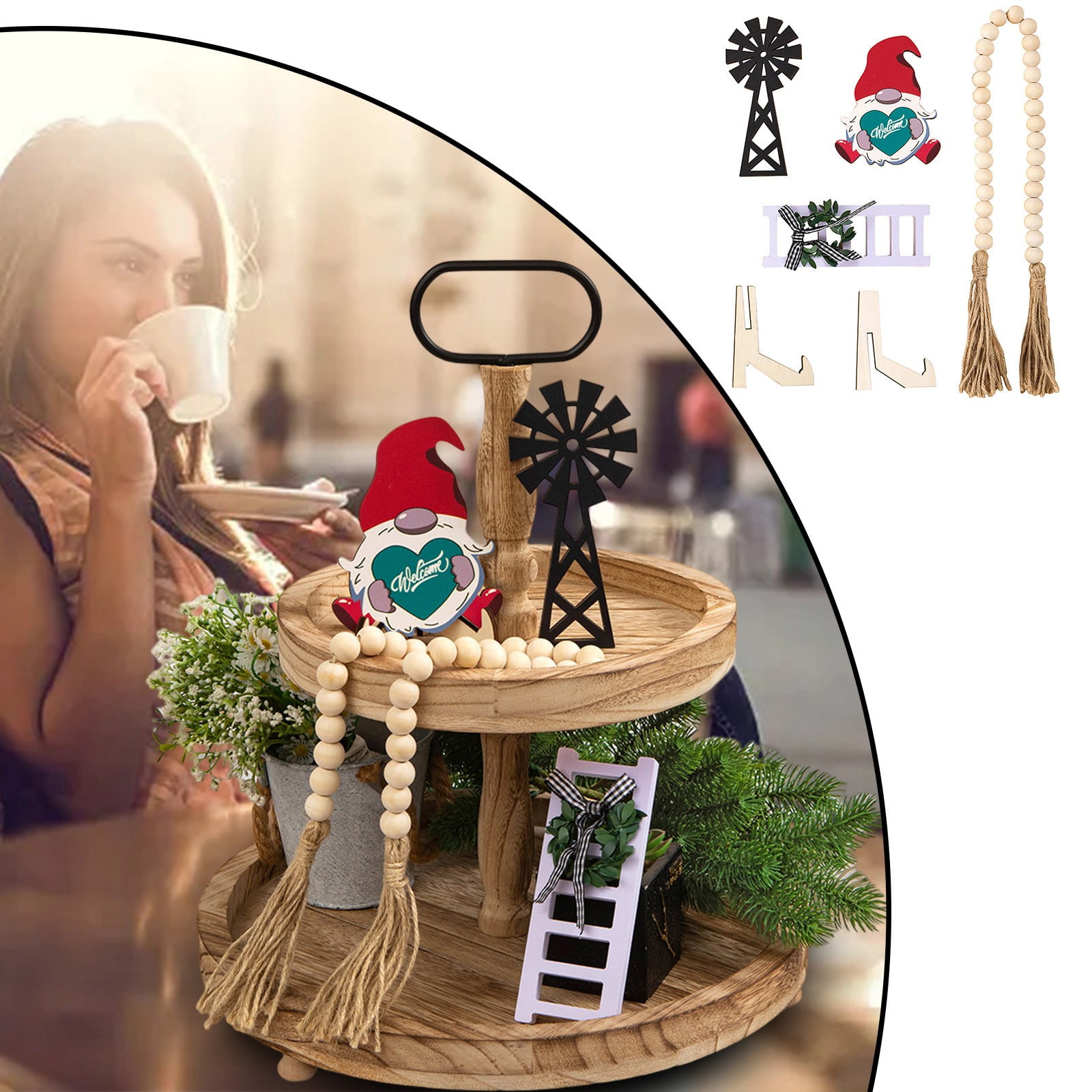 Prime Sueyeuwdi 1Pc Tray Set Simple Facepalm People Farmstead Layered ...