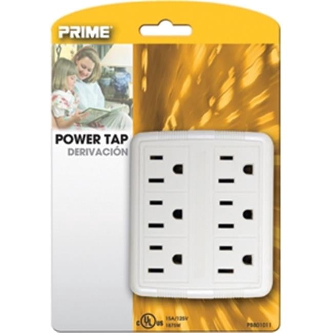 Prime Wire & Cable PB801011 6 Outlet Power Tap White - Walmart.com