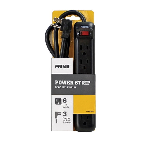 Prime Wire & Cable PB922009 6 Outlet Power Strip with 3 ft. Cord ...