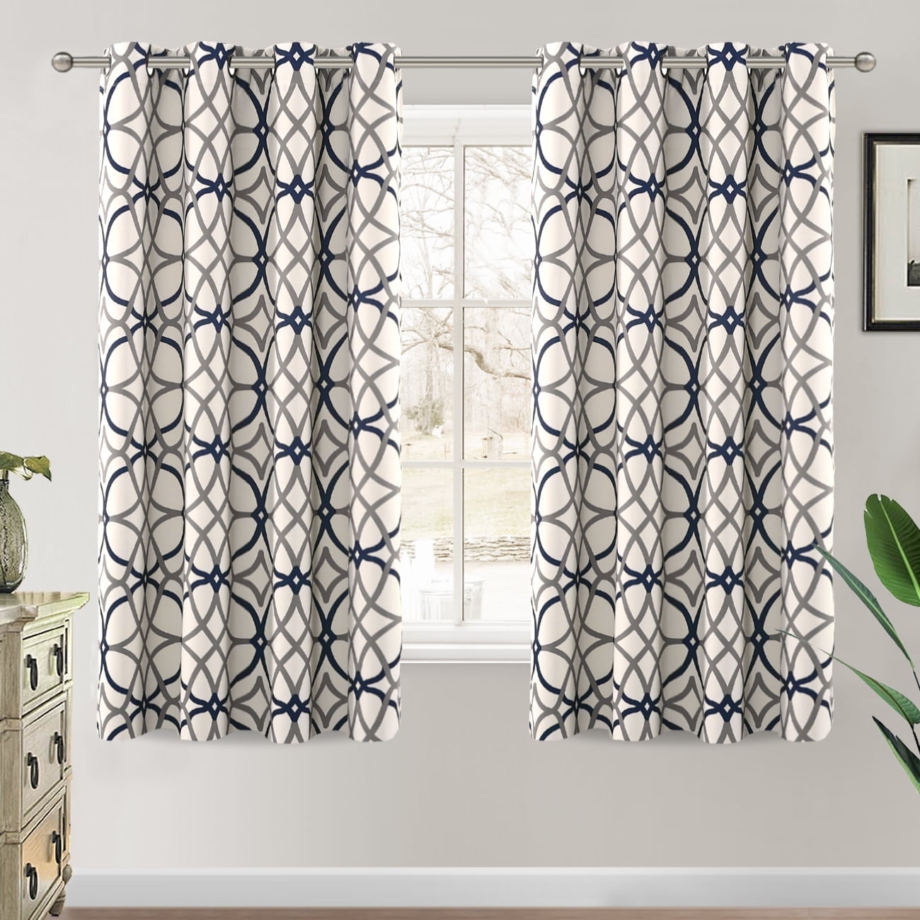 "PrimeBeau Contemporary Geometric Grommet Room Darkening, Thermal ...