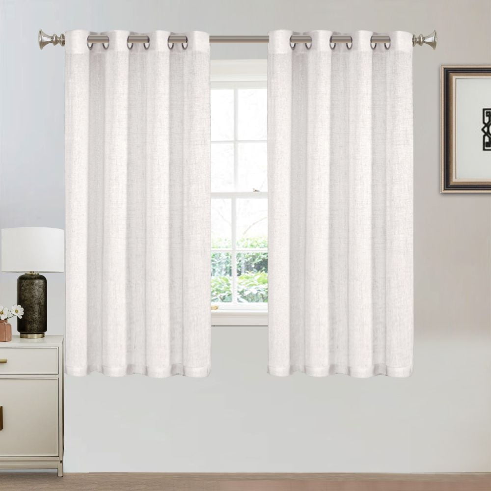PrimeBeau Natural Linen Blended Nickel Grommet Curtains Privacy Added ...