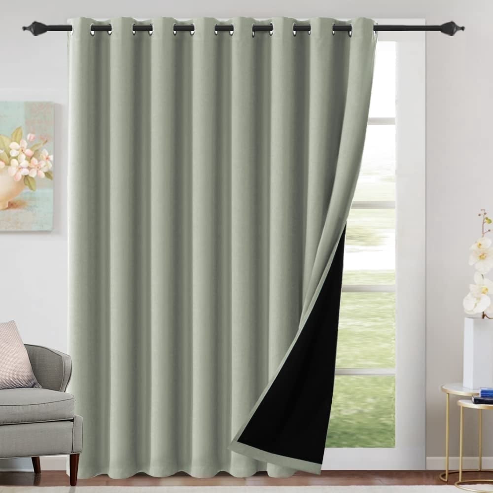 PrimeBeau Noise Reducing Extra Wide Blackout Curtain, Single Layer ...