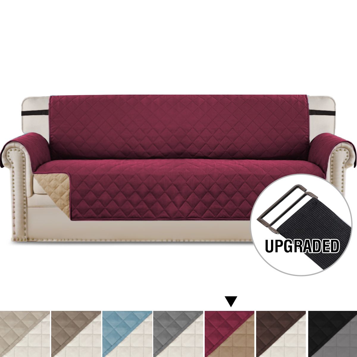 PrimeBeau Reversible Sofa Slipcover Quilted Furniture Protector with 2 ...