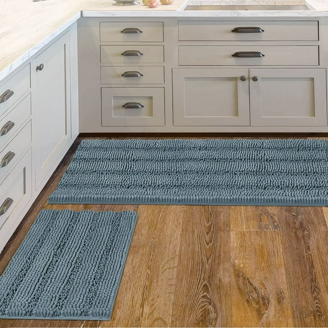 PrimeBeau Striped Chenille Bath Rugs Super Absorbent Non Skid Floor ...