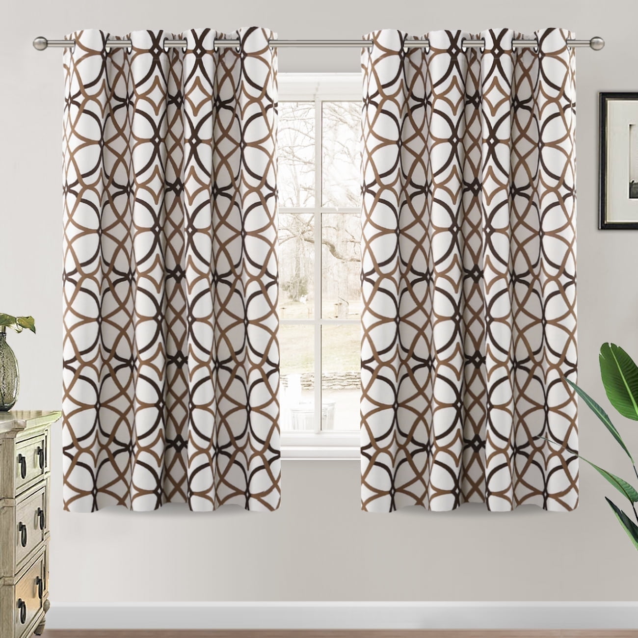 PrimeBeau Thermal Insulated Blackout Curtains, 63' Length, Taupe/Brown ...