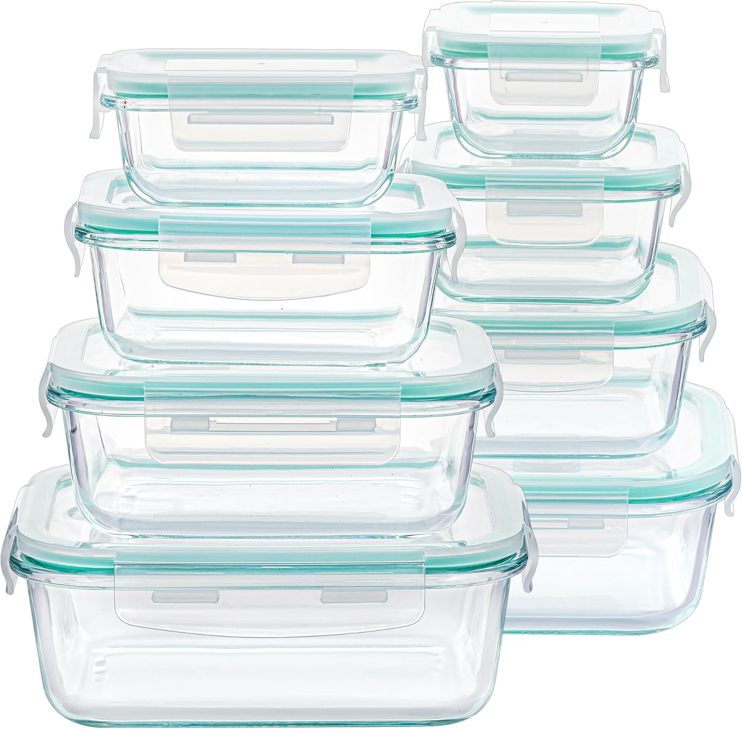 PrimeCook Shop 8 Pack Glass Food Storage Containers with Airtight Lids ...
