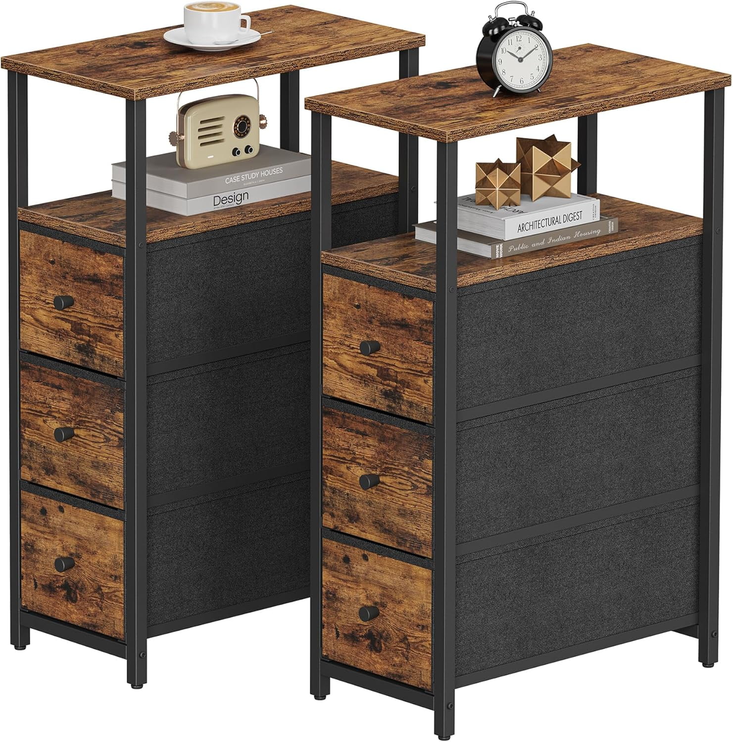 PrimeCook Shop Narrow Night Stand, Slim End Table, Tall Side Table with ...
