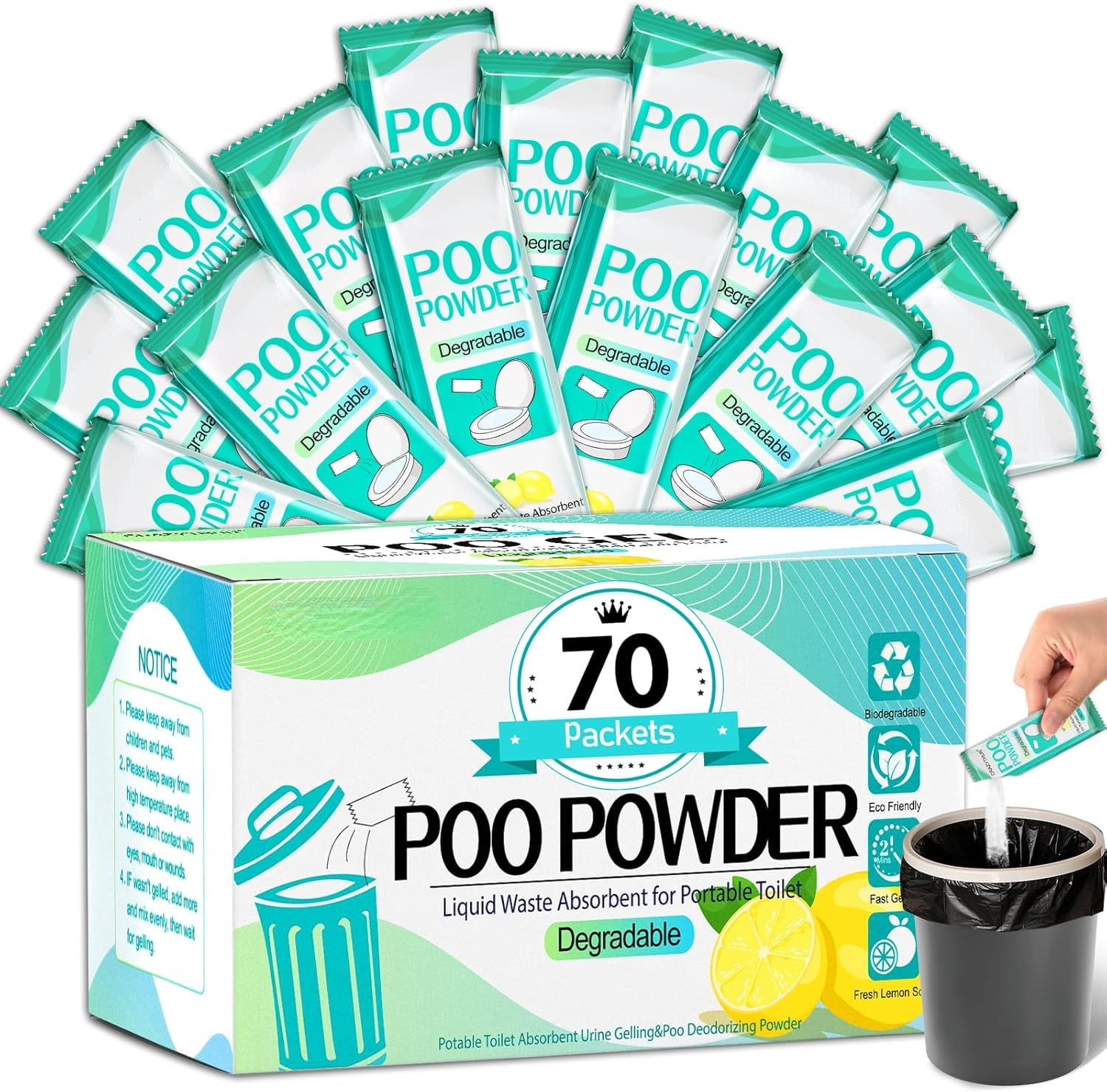 PrimeCook Shop PortablePortable Toilet Gel, Poo Powder for Portable ...