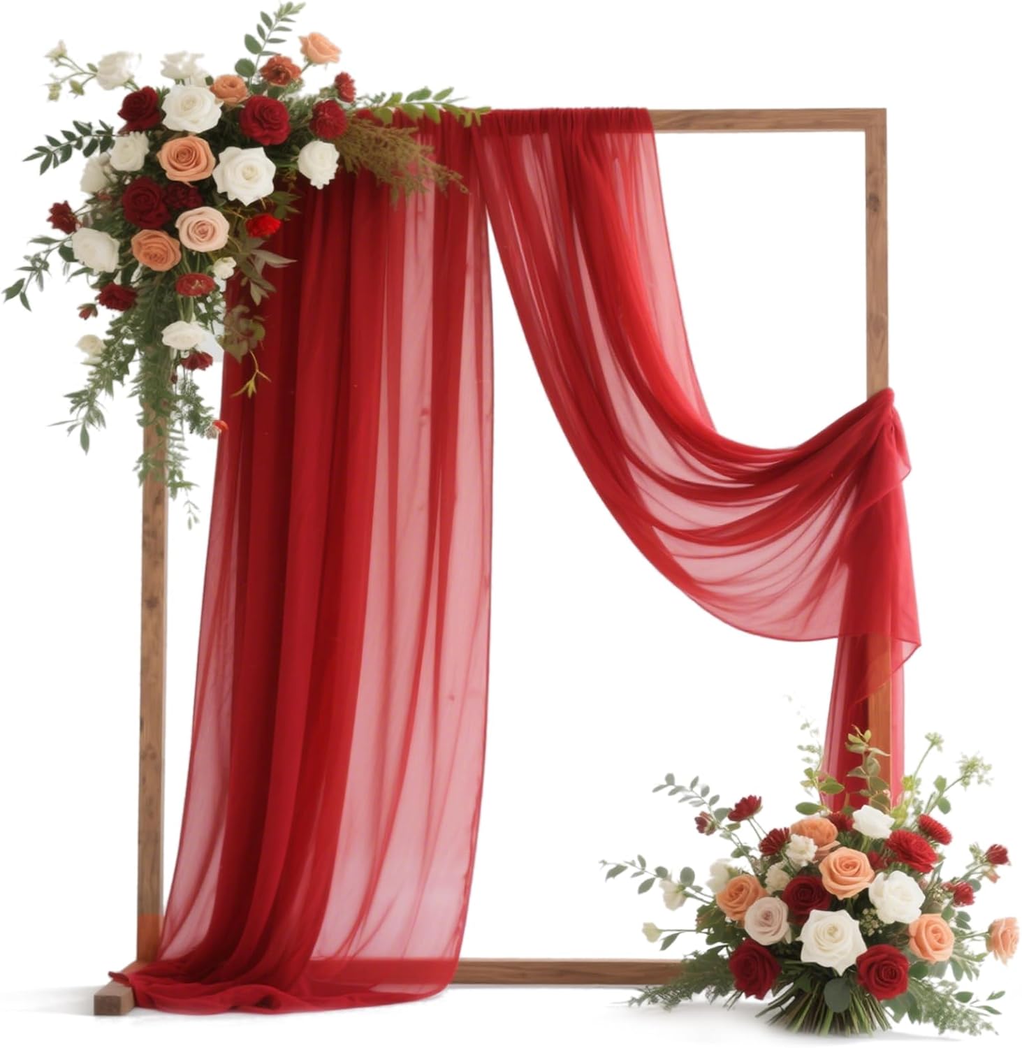 PrimeCook Shop Red Wedding Arch Draping Fabric Chiffon Fabric, 29in x ...