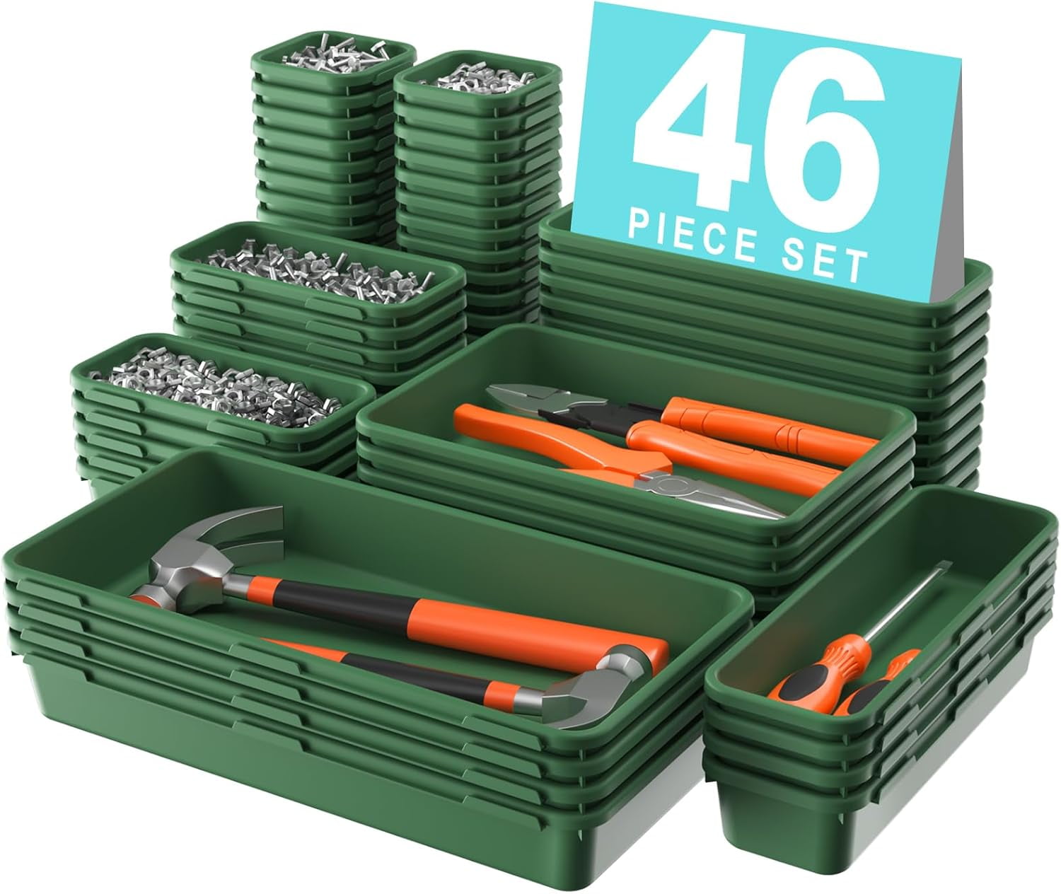 PrimeCook Shop Tool Box Organizer Tray Divider Set,【Army Green】 Desk ...