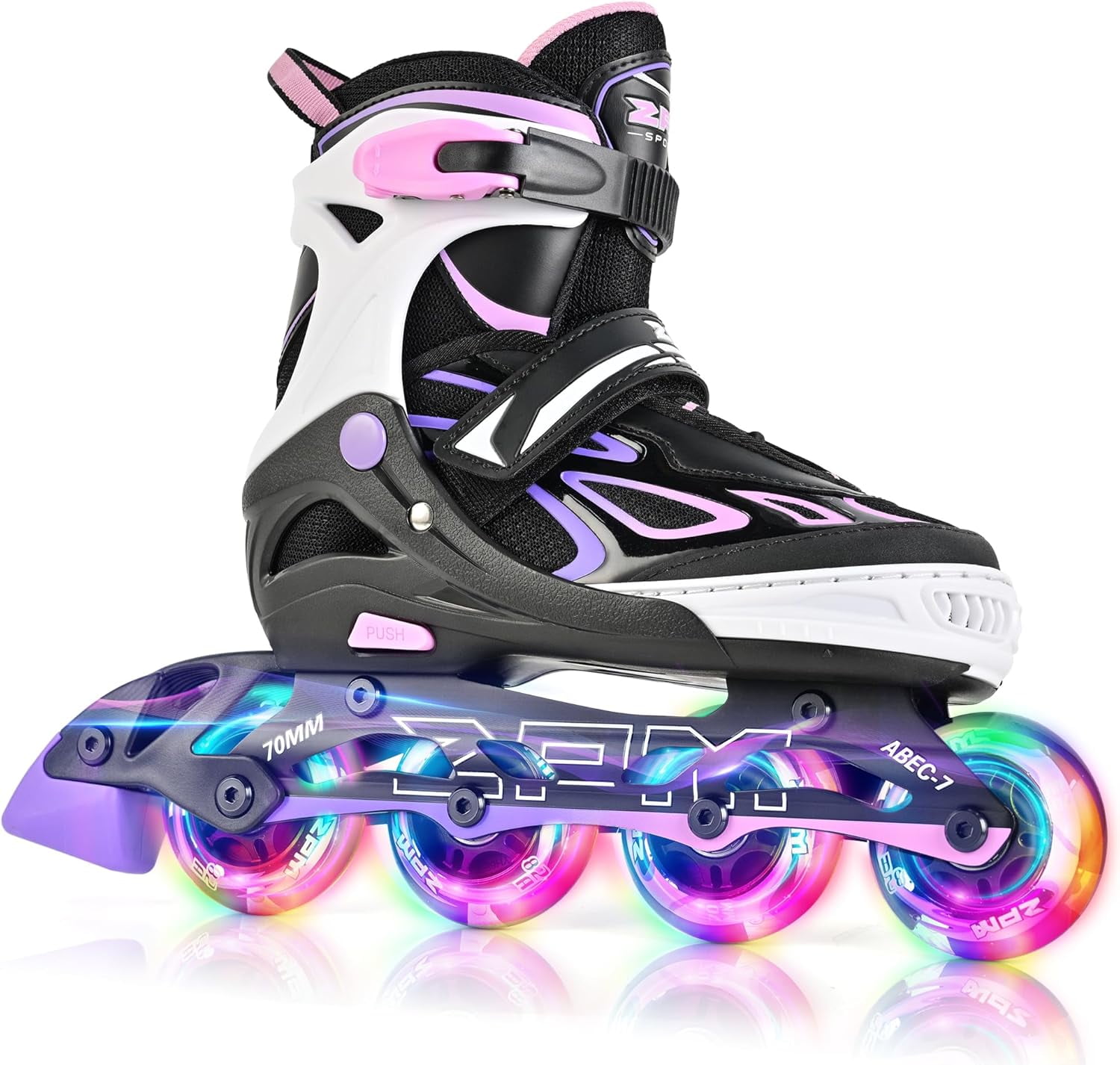 PrimeCook Shop Vinal Girls Adjustable Flashing Inline Skates, All ...