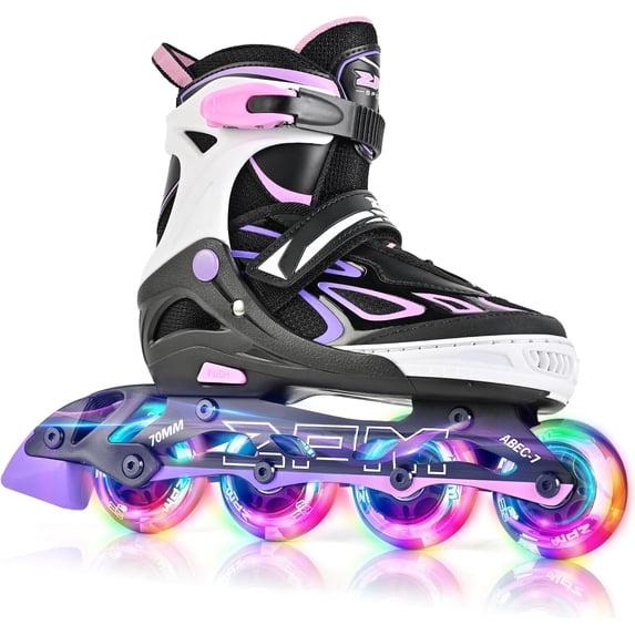 PrimeCook Shop Vinal Girls Adjustable Flashing Inline Skates, All ...