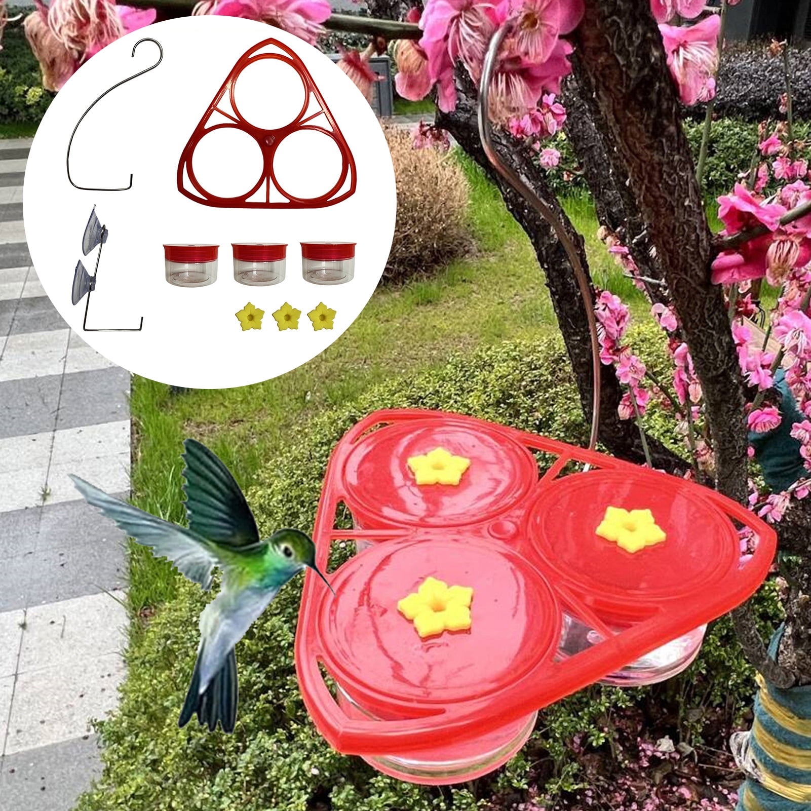 Primegos Bird Feeder Durable Transparent Hanging Hummingbird Water ...