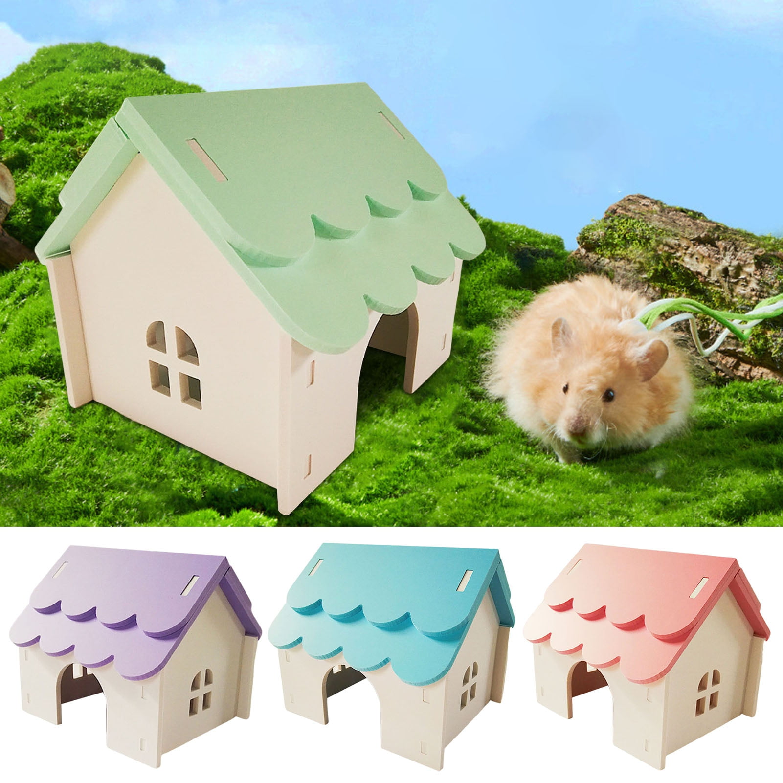 Primegos Hamster House Toy Pet Small Animal Hideout Hut with Porous ...