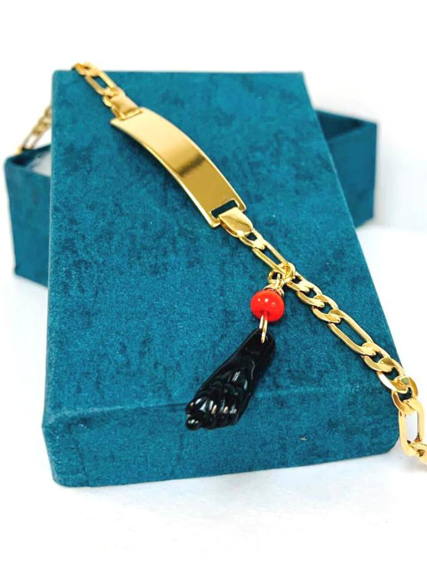 PrimeJewelry269 18K Yellow Gold Filled Azabache Baby ID Bracelet 5.5 ...