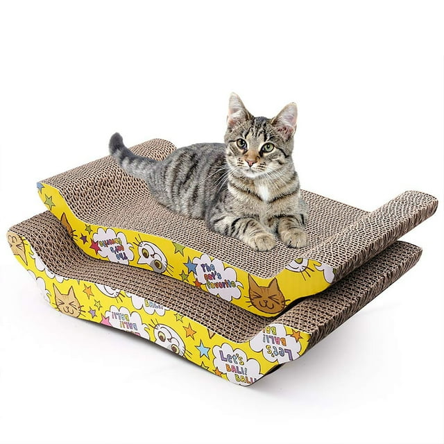 PrimePets 2 Kitty Board: Small, Reversible Corrugated Cat Scratching ...