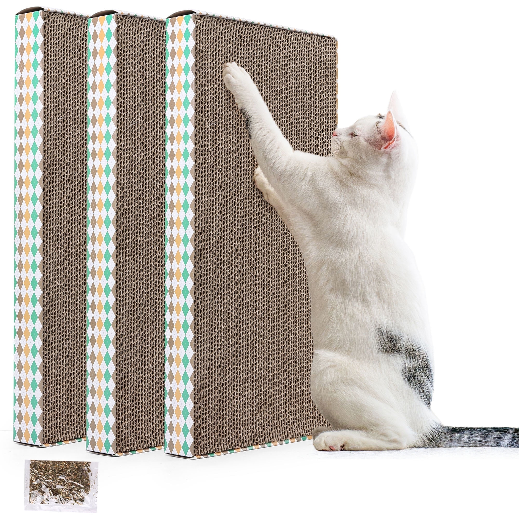 Prime Pets 3 Pack XL Cat Scratch Pads, Eco Recycled Corrugated Cardboard, Reversible - Walmart.com