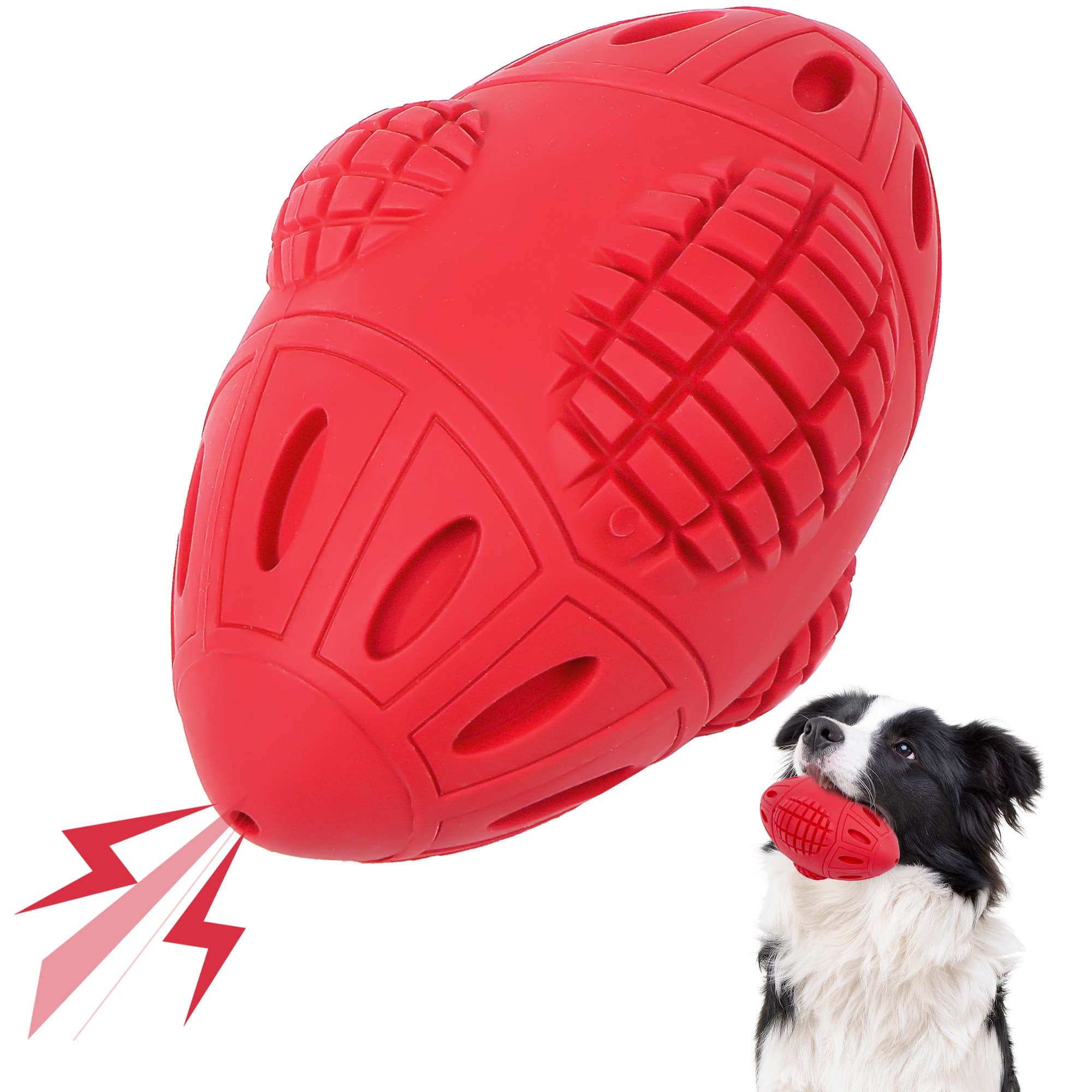 PrimePets Dog Toy for Aggressive Chewers, Squeaky Rubber Football Chew ...