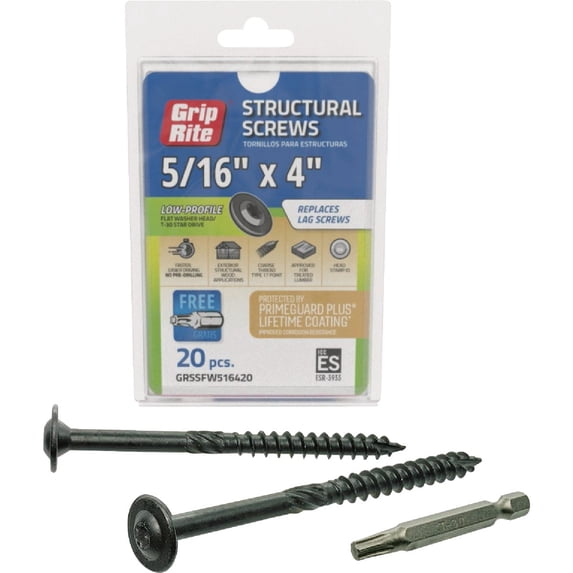 PrimeSource Grip-Rite PrimeGuard Plus Flat Washer Head Structure Screws ...