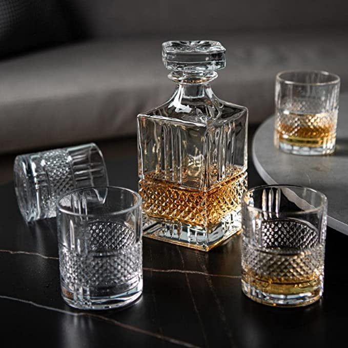 PrimeWorld Classic 7pc Decanter and Glasses Set Crystal Clear Classic ...