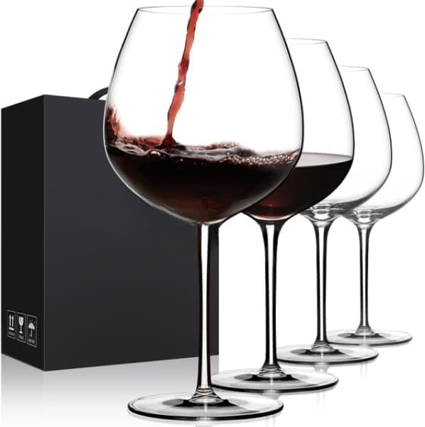 PrimeWorld Wine Glass Set of 6 Pcs 600ml with Stem Handblown Crystal ...