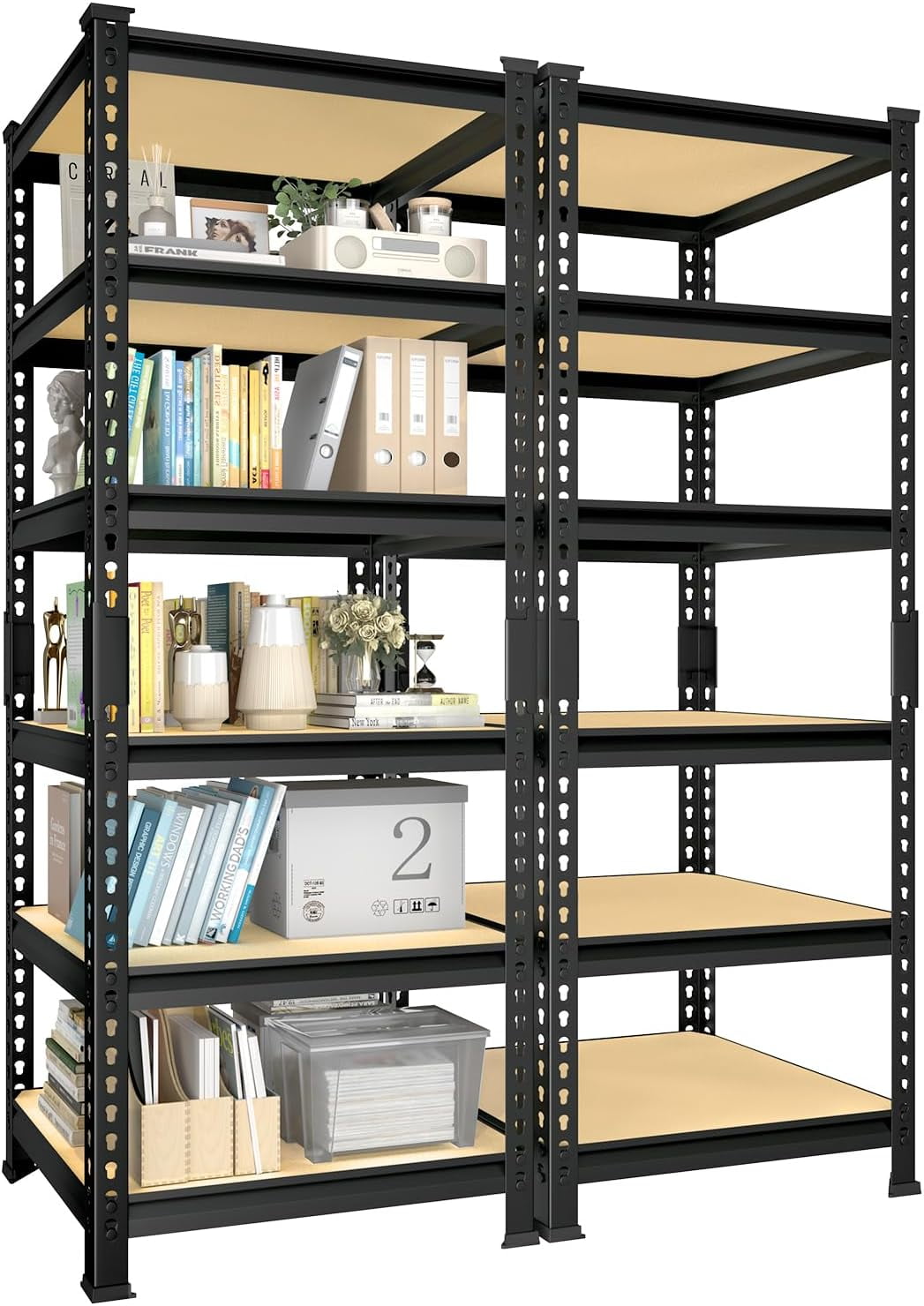 PrimeZone 16" W x 16" D x 72" H 6-Tier Adjustable Book Shelf - 2 Packs ...