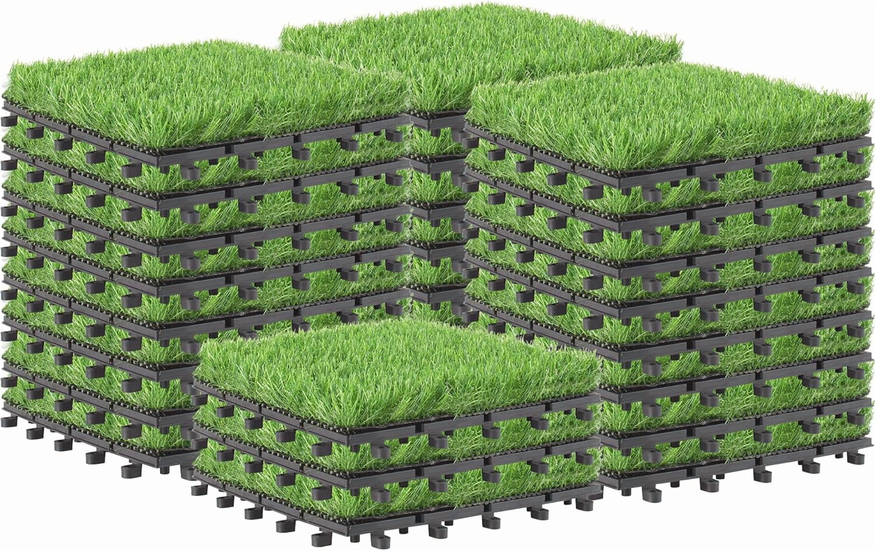 PrimeZone 27 PCS Interlocking Artificial Grass Tiles - 12"x12" Turf ...