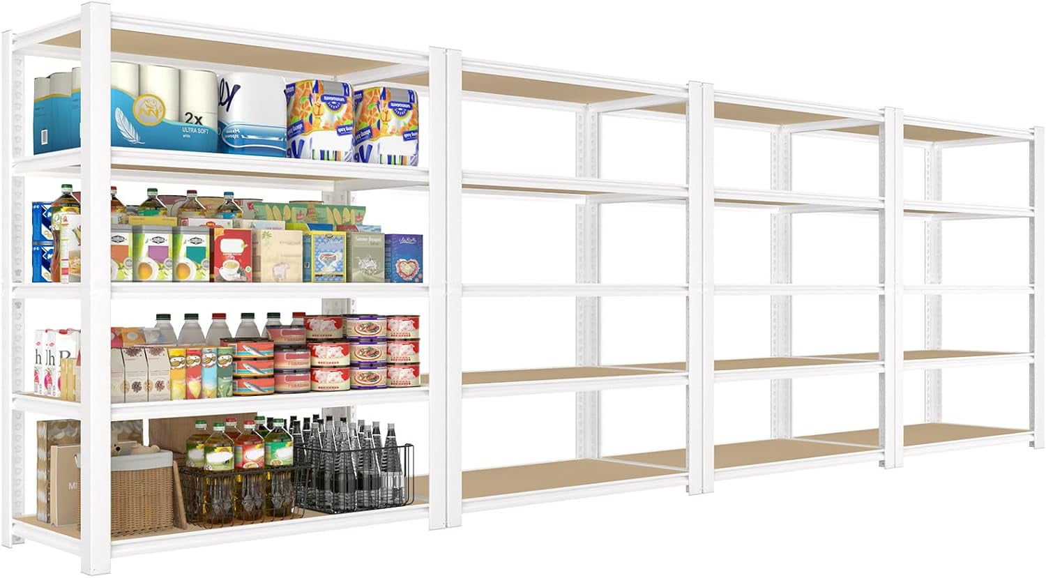 PrimeZone 28" W x 12" D x 59" H Closet Storage Shelves - 5 Tier White ...