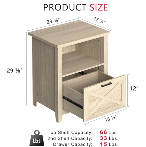 PrimeZone 30" Tall Nightstand for King & Queen Bed - Wood Large Bedside ...