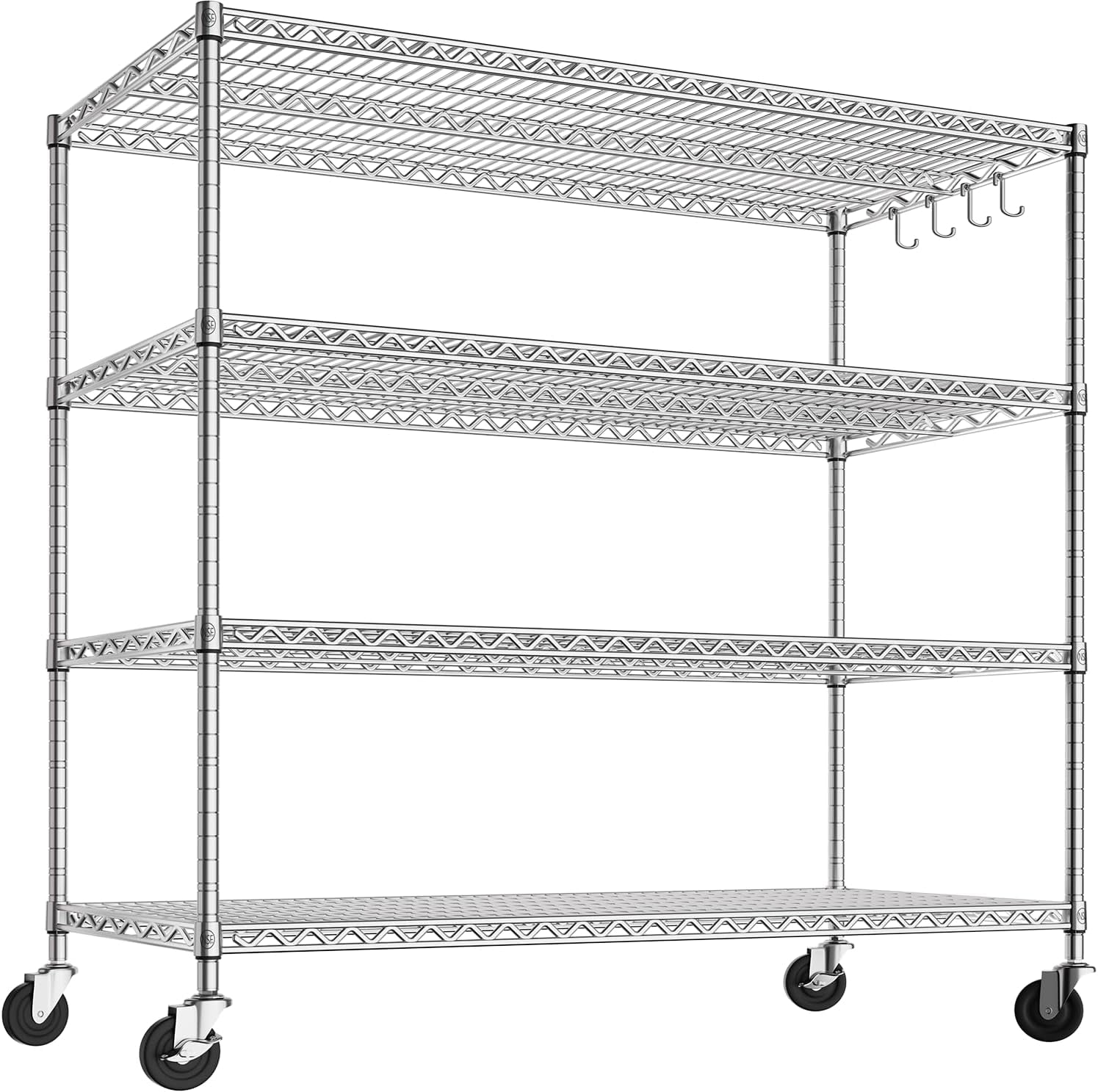 PrimeZone Storage Shelves 55.5" W x 24" D x 76" H 4 Tier with Wheels ...