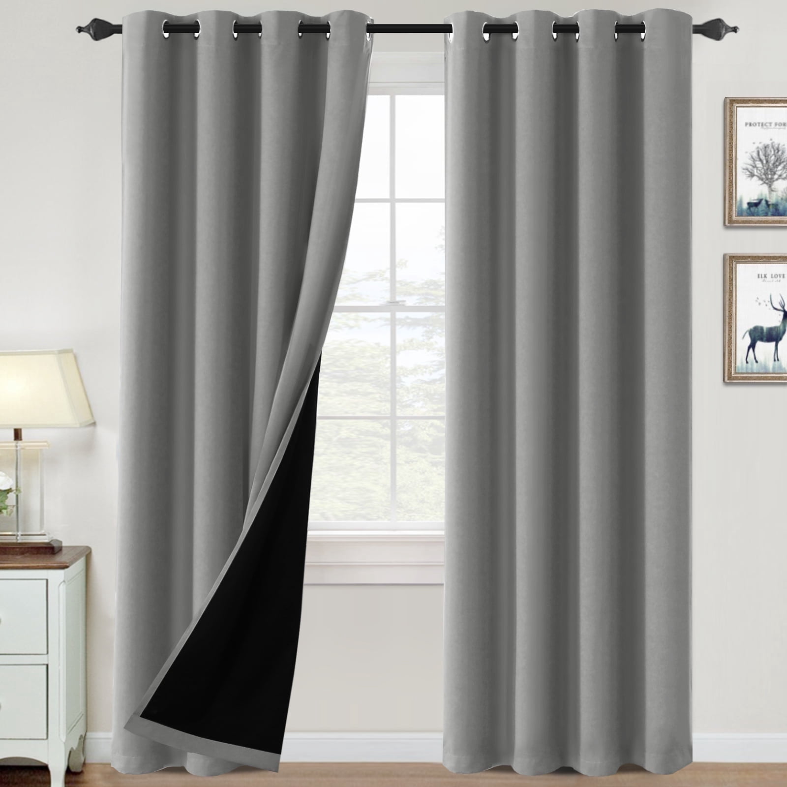 PrimeBeau 100% Blackout Thermal Insulated Grommet Drapes, 52x96-Inch ...