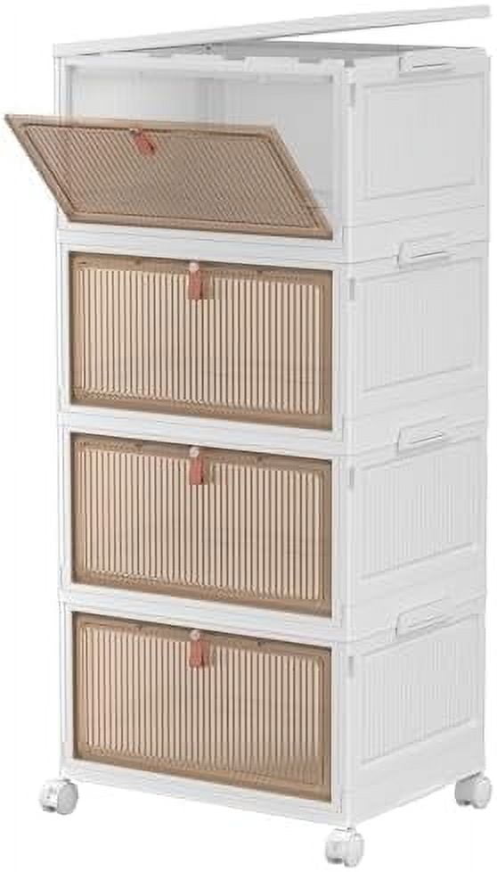Primecook 4 Tier Storage Bins with Lid 28QT - Stackable Storage Bins ...