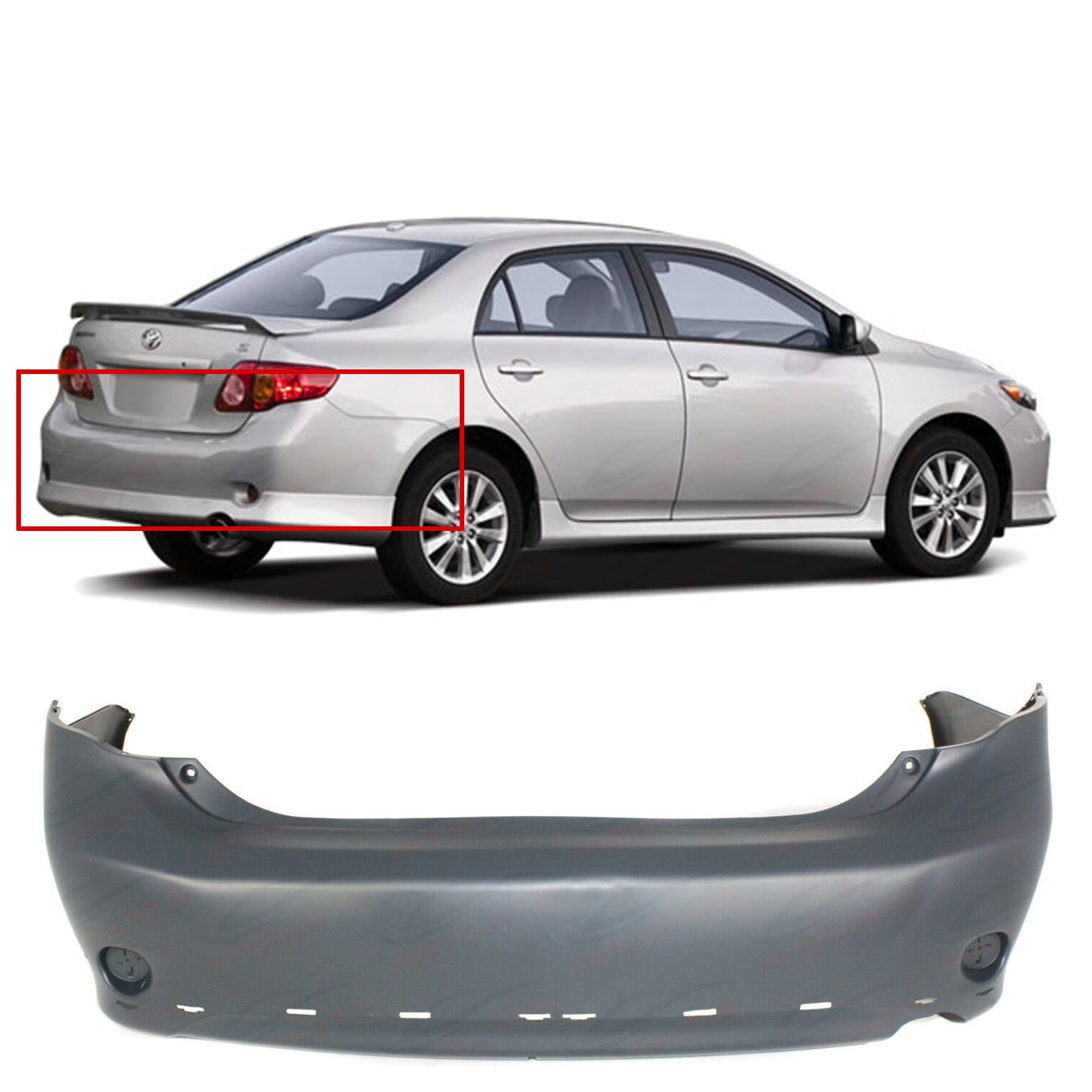 Primed Rear Bumper for 2009 2010 Toyota Corolla Sedan S XRS 5215902964 ...