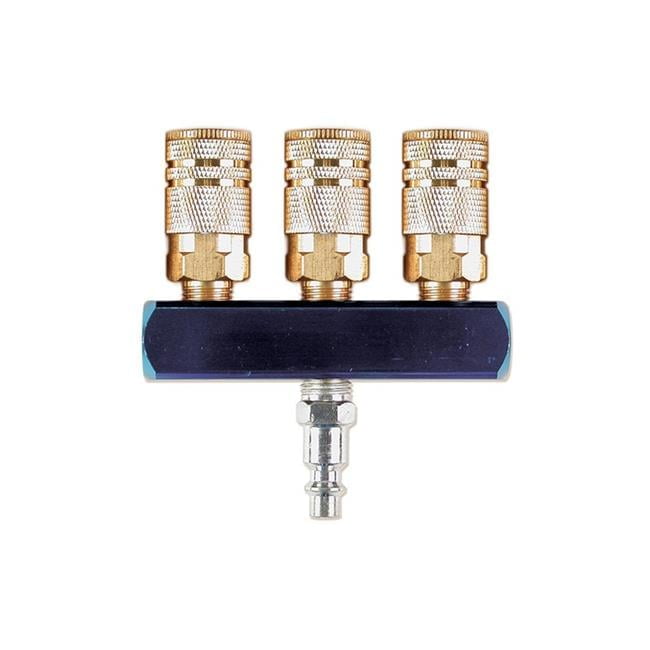 Primefit 3-Way Bar Manifold with 3 Couplers - Aluminum/Brass - 0.25 x 0 ...