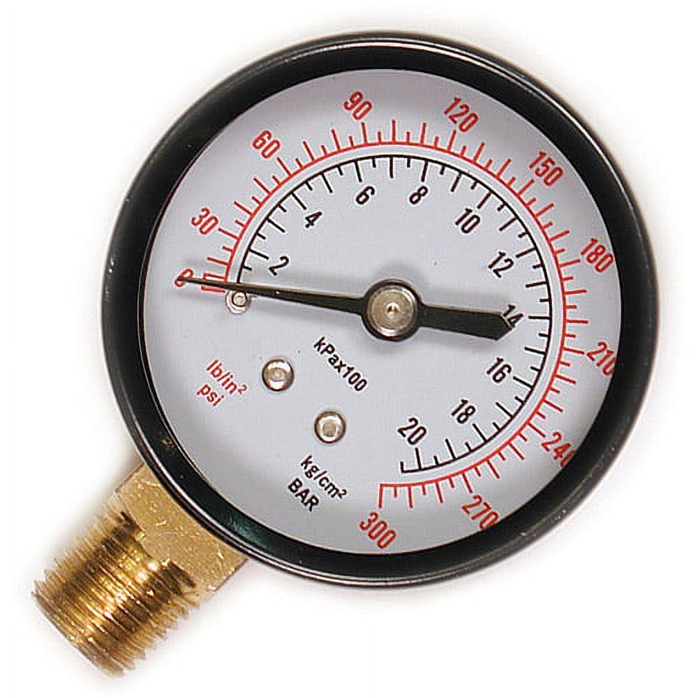 Primefit PG300B14 Bottom Mount Pressure Gauge with 300-PSI, .25" NPT ...