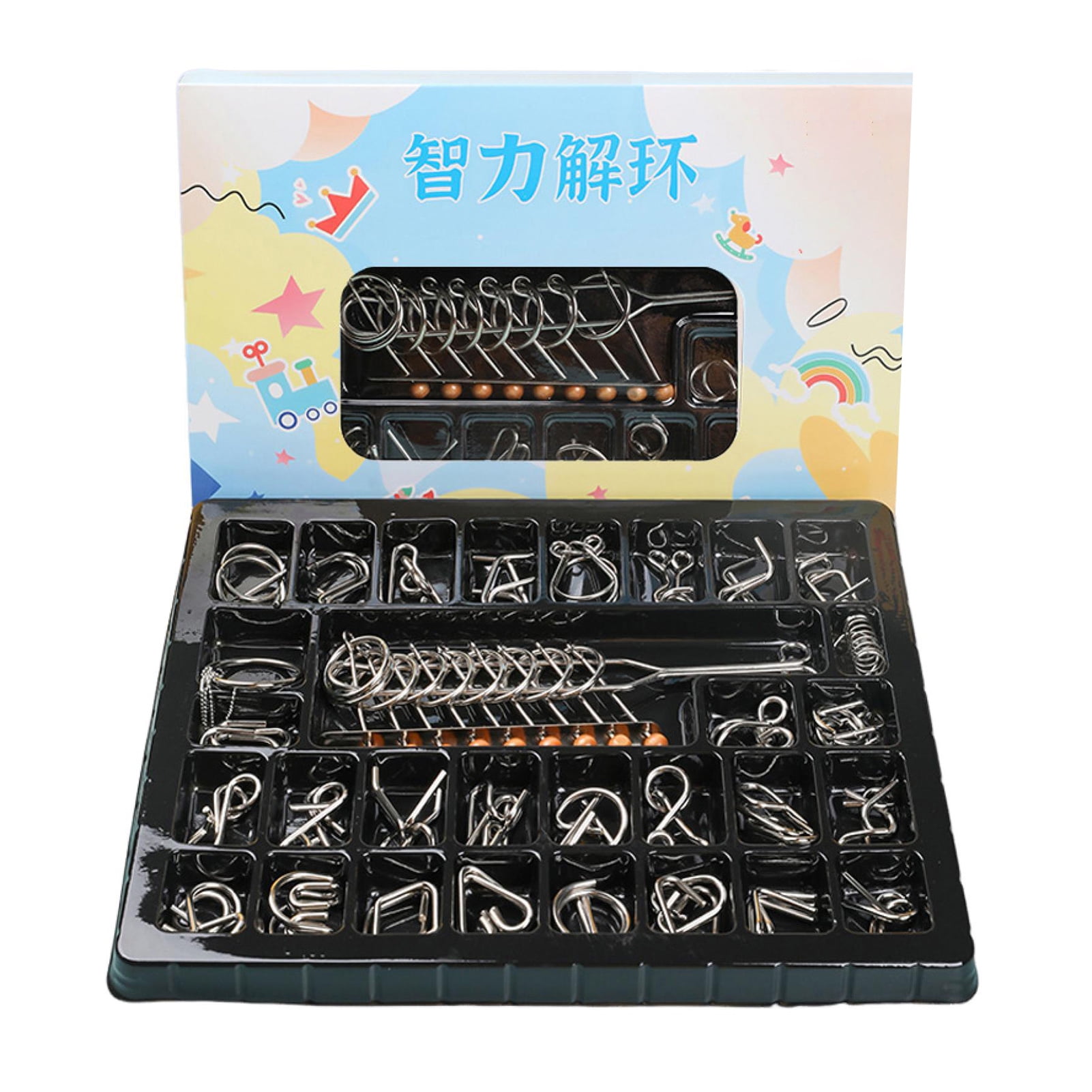 Primegos 30 Pcs/Set Metal Puzzle Ring Brain Teaser 3D Wire Puzzle Game ...