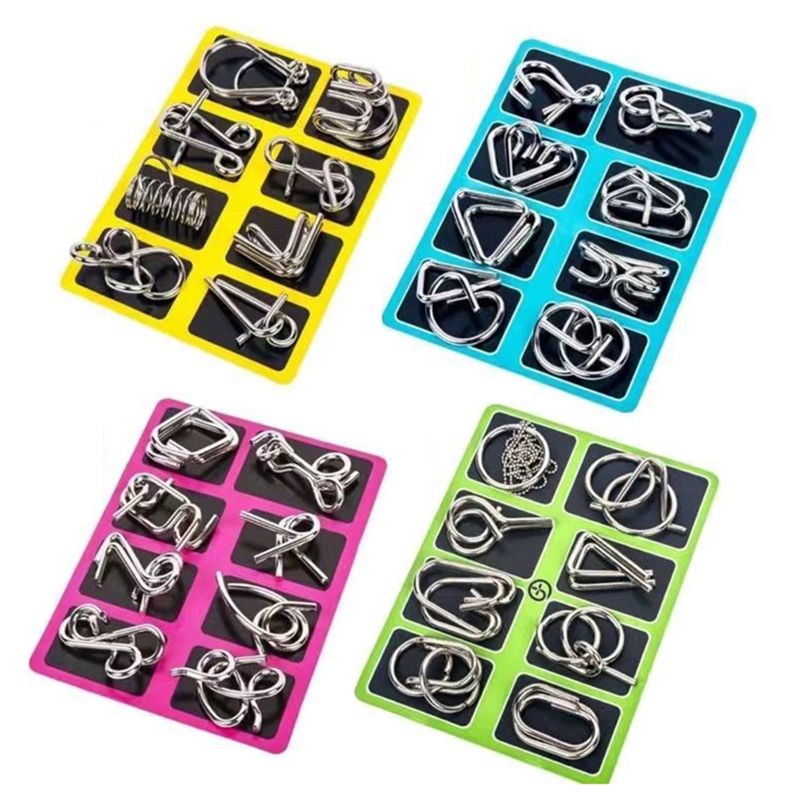 Primegos 32 Pcs/Set Metal Puzzle Ring Brain Teaser 3D Wire Puzzle Game ...