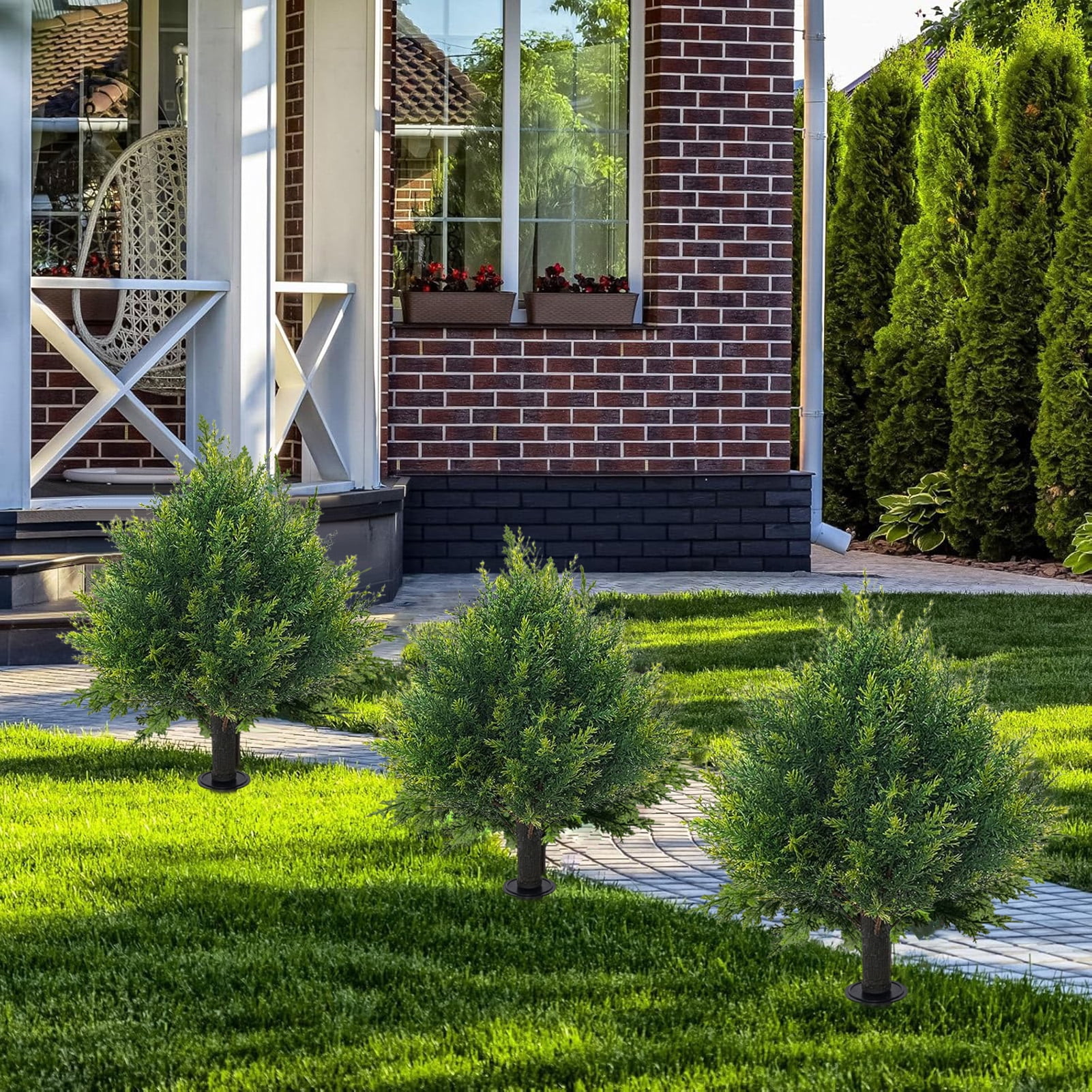 Primegos Artificial Cedar Topiary Trees Faux Greenery Topiary Plants ...