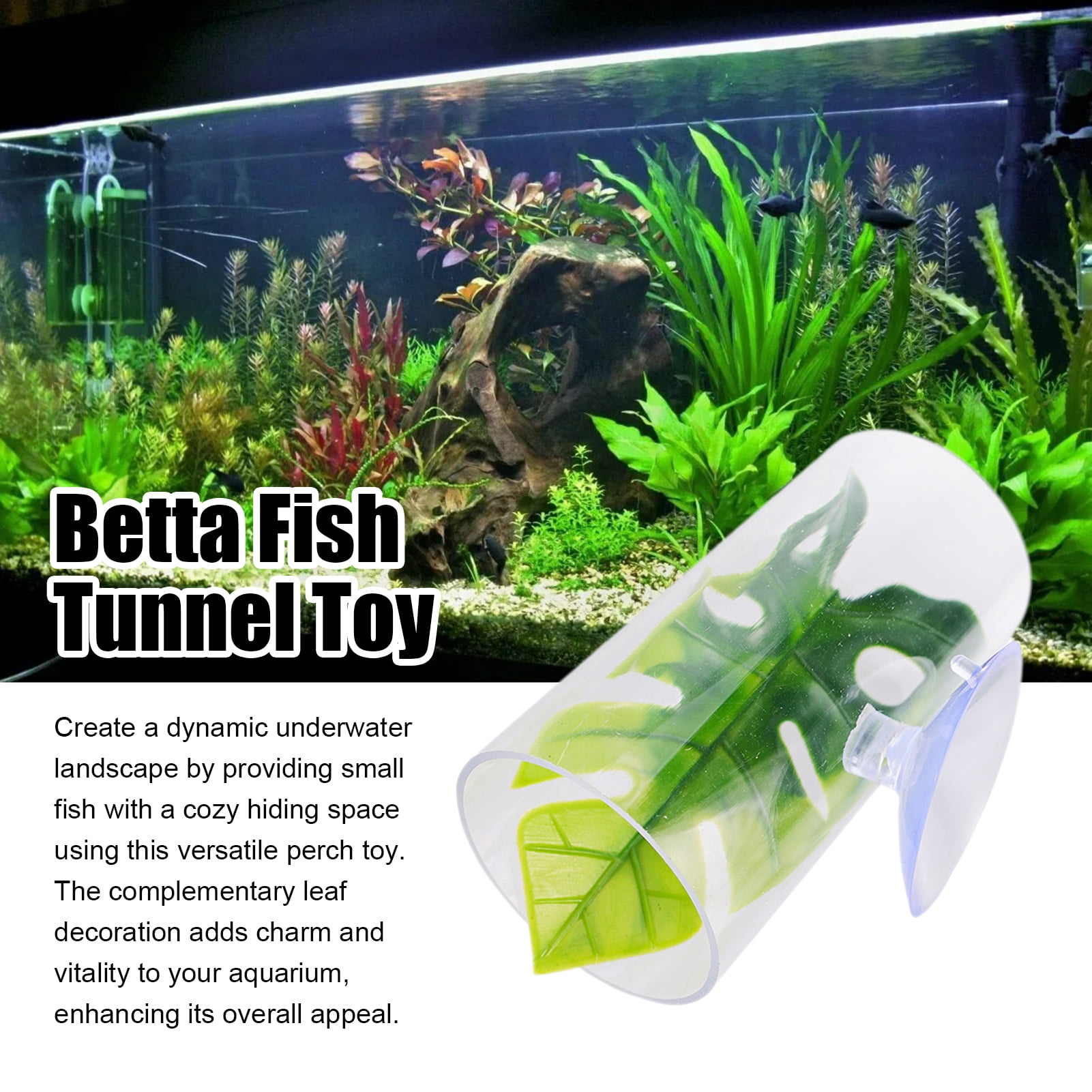 Primegos Betta Fish Acrylic Tube Tunnel Hollow Betta Fish Cave with ...