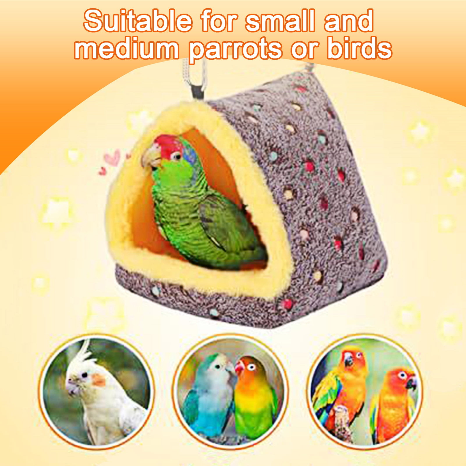 Primegos Bird Nest House Warm Plush Parrot Bed for Cage Fluffy Hanging ...